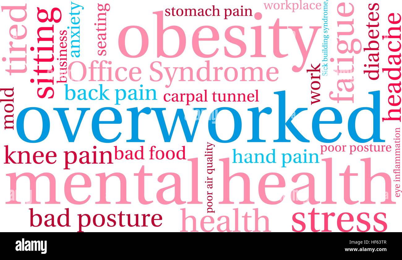 Overworked word cloud on a white background Stock Vector Image & Art ...