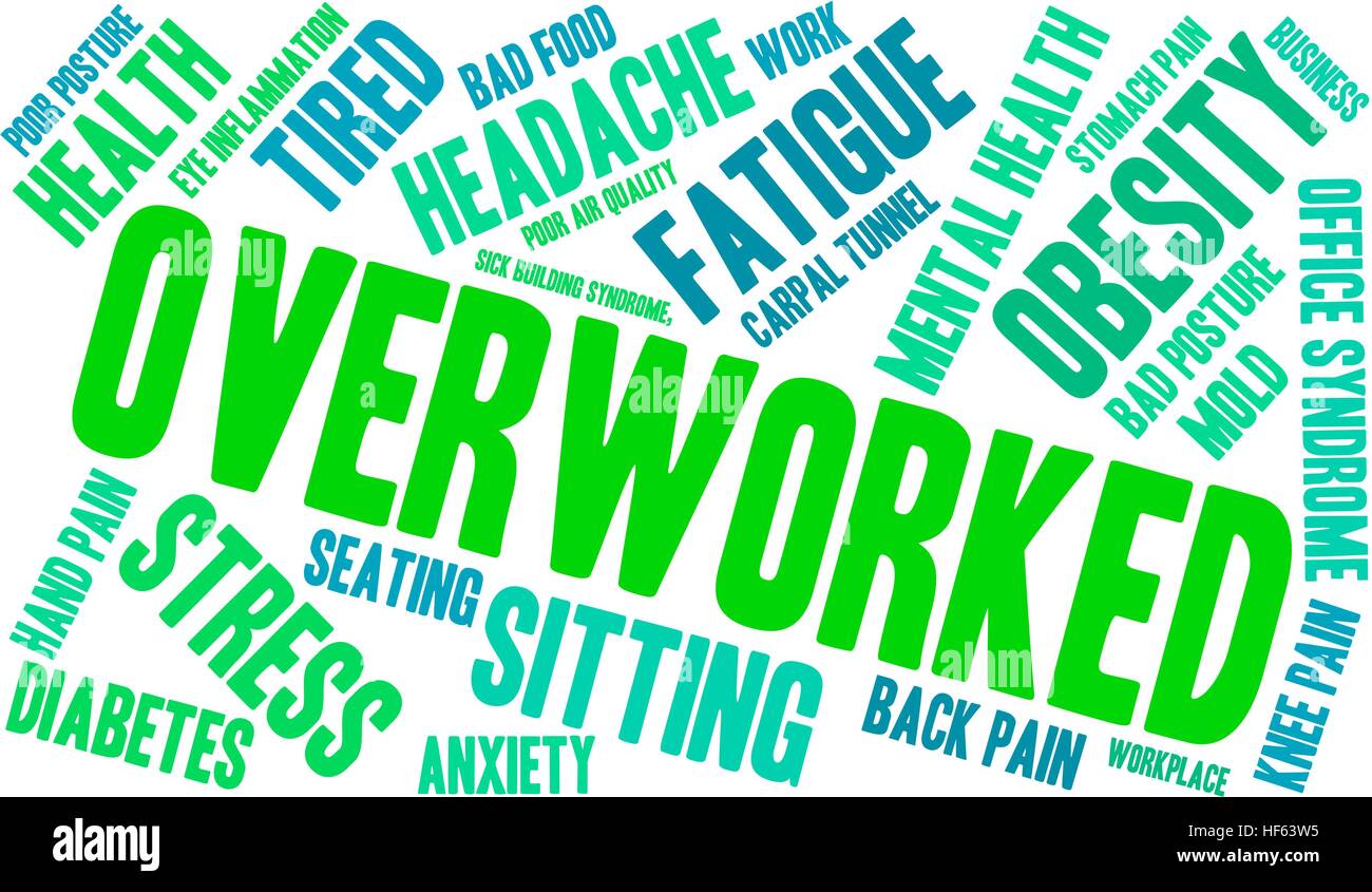 Overworked word cloud on a white background Stock Vector Image & Art ...