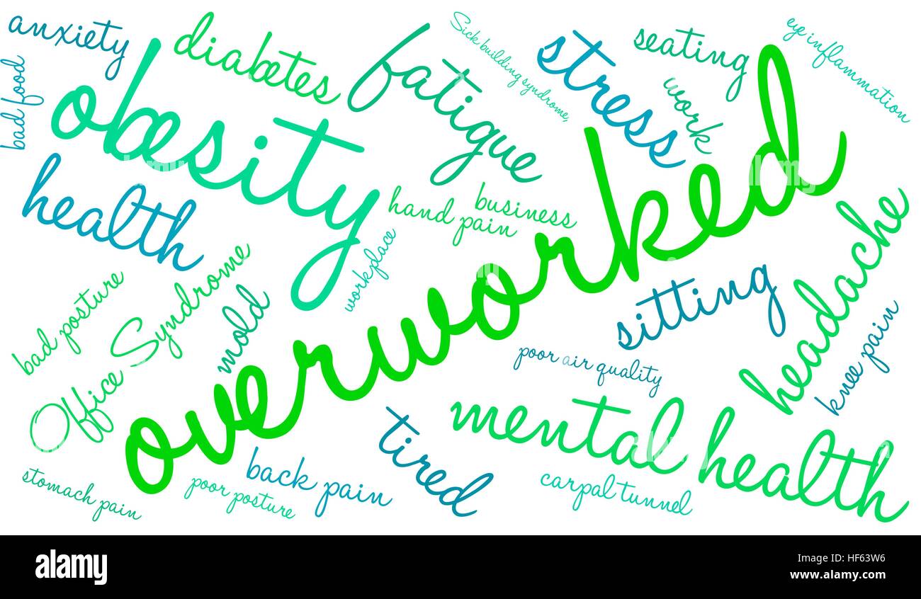 Overworked word cloud on a white background Stock Vector Image & Art ...
