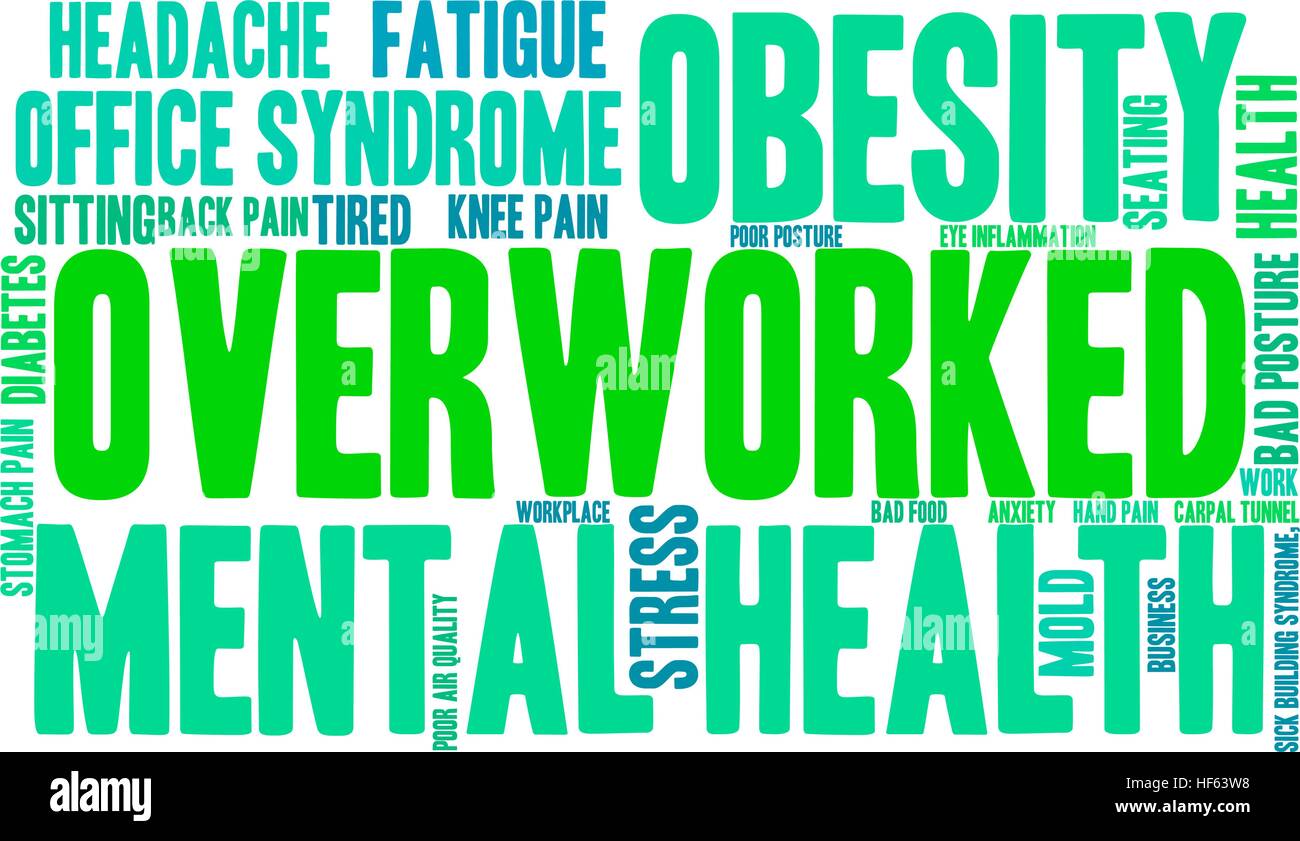 Overworked word cloud on a white background Stock Vector Image & Art ...