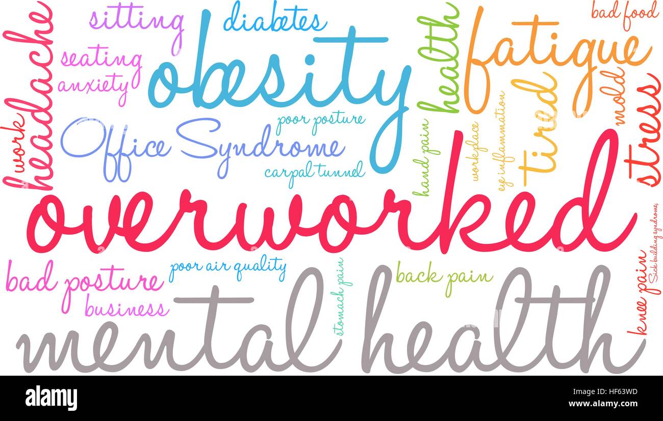 Overworked word cloud on a white background Stock Vector Image & Art ...