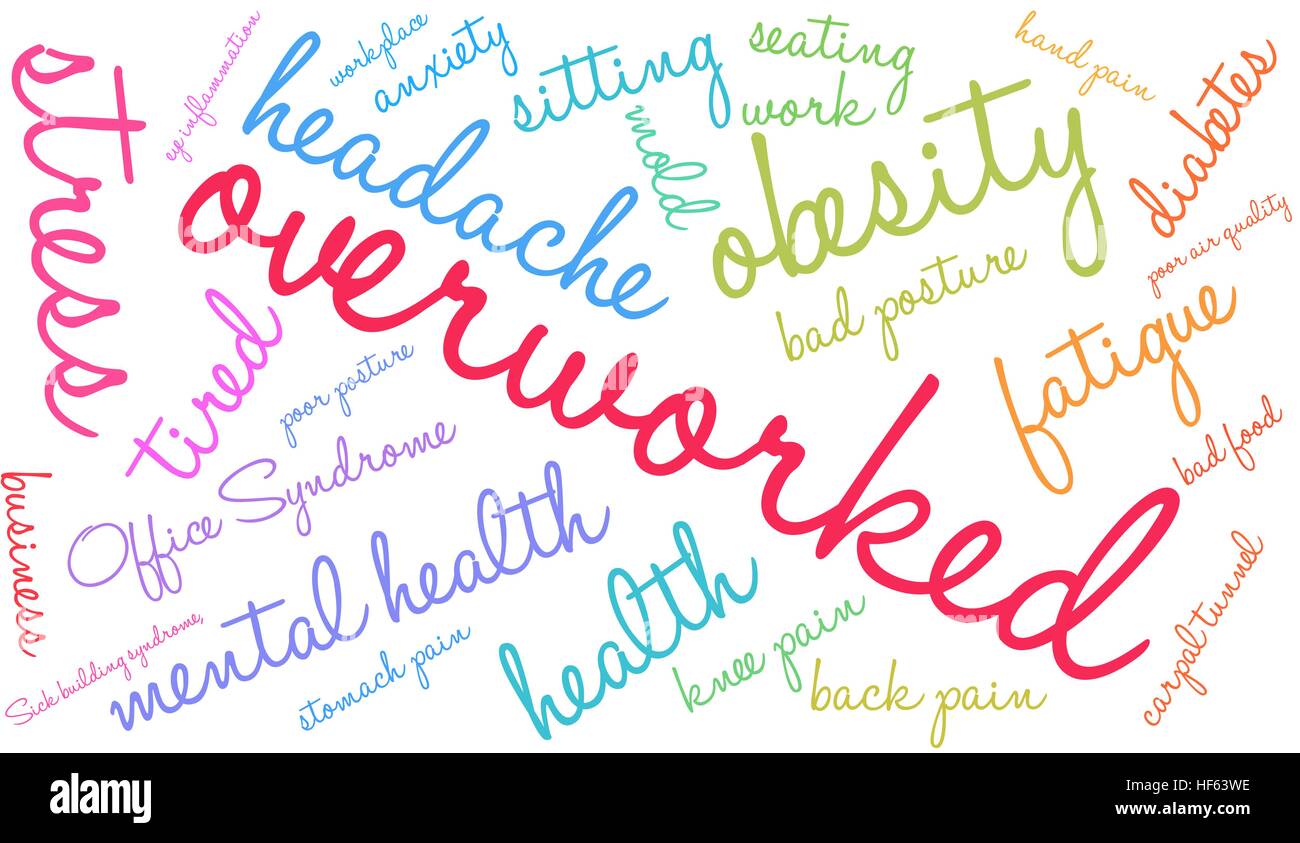 Overworked word cloud on a white background Stock Vector Image & Art ...