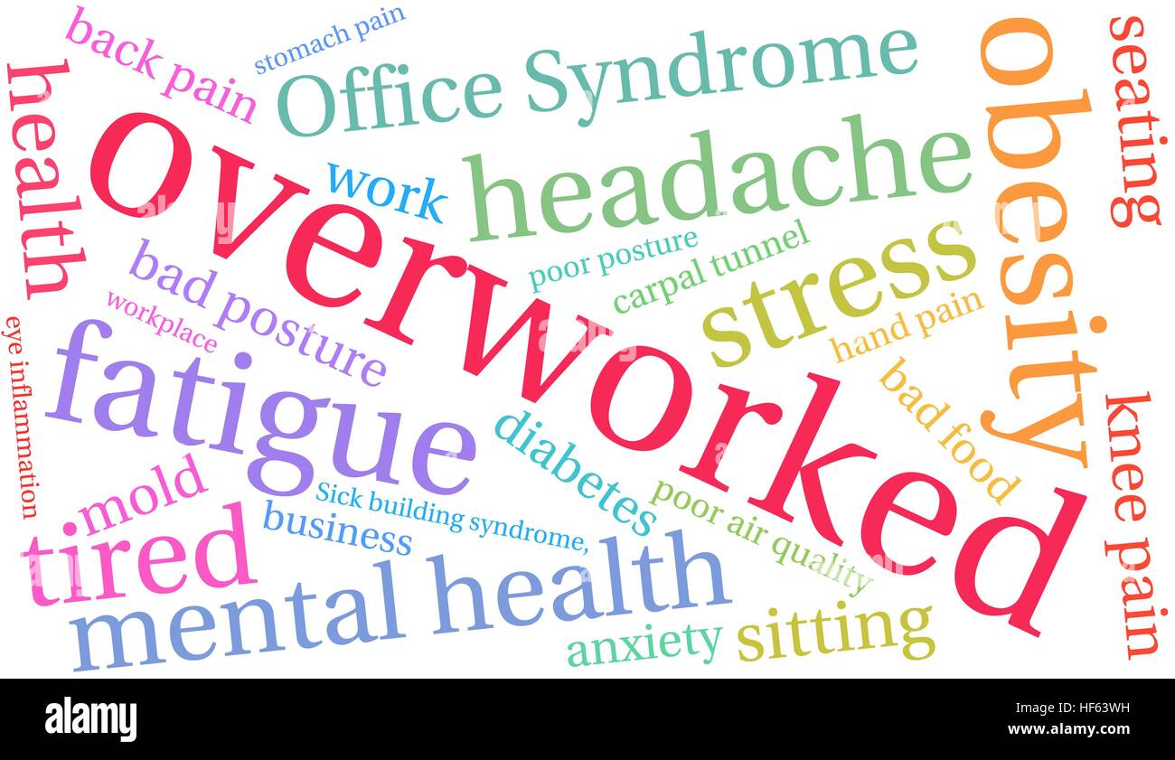 Overworked word cloud on a white background Stock Vector Image & Art ...