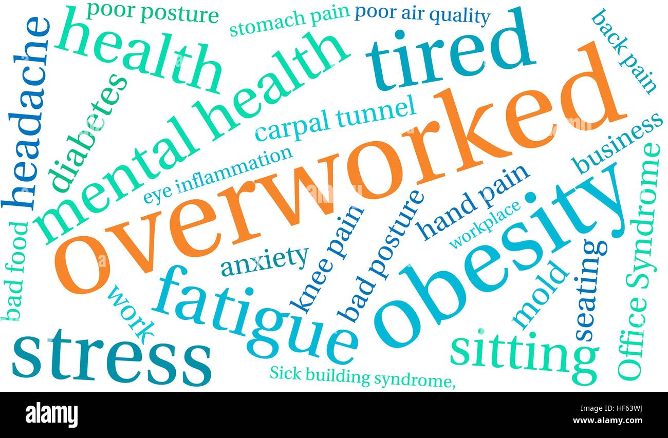 Overworked word cloud on a white background Stock Vector Image & Art ...
