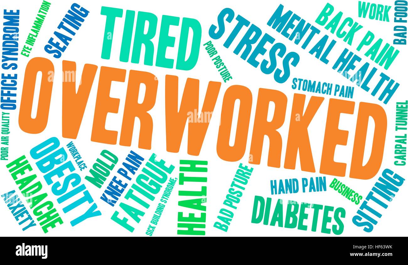 Overworked word cloud on a white background Stock Vector Image & Art ...