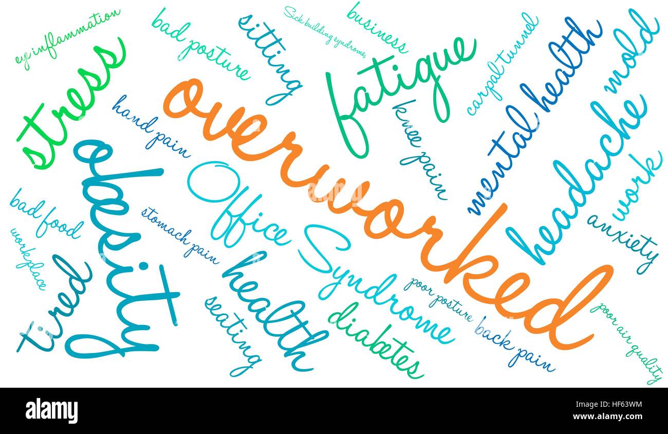 Overworked word cloud on a white background Stock Vector Image & Art ...