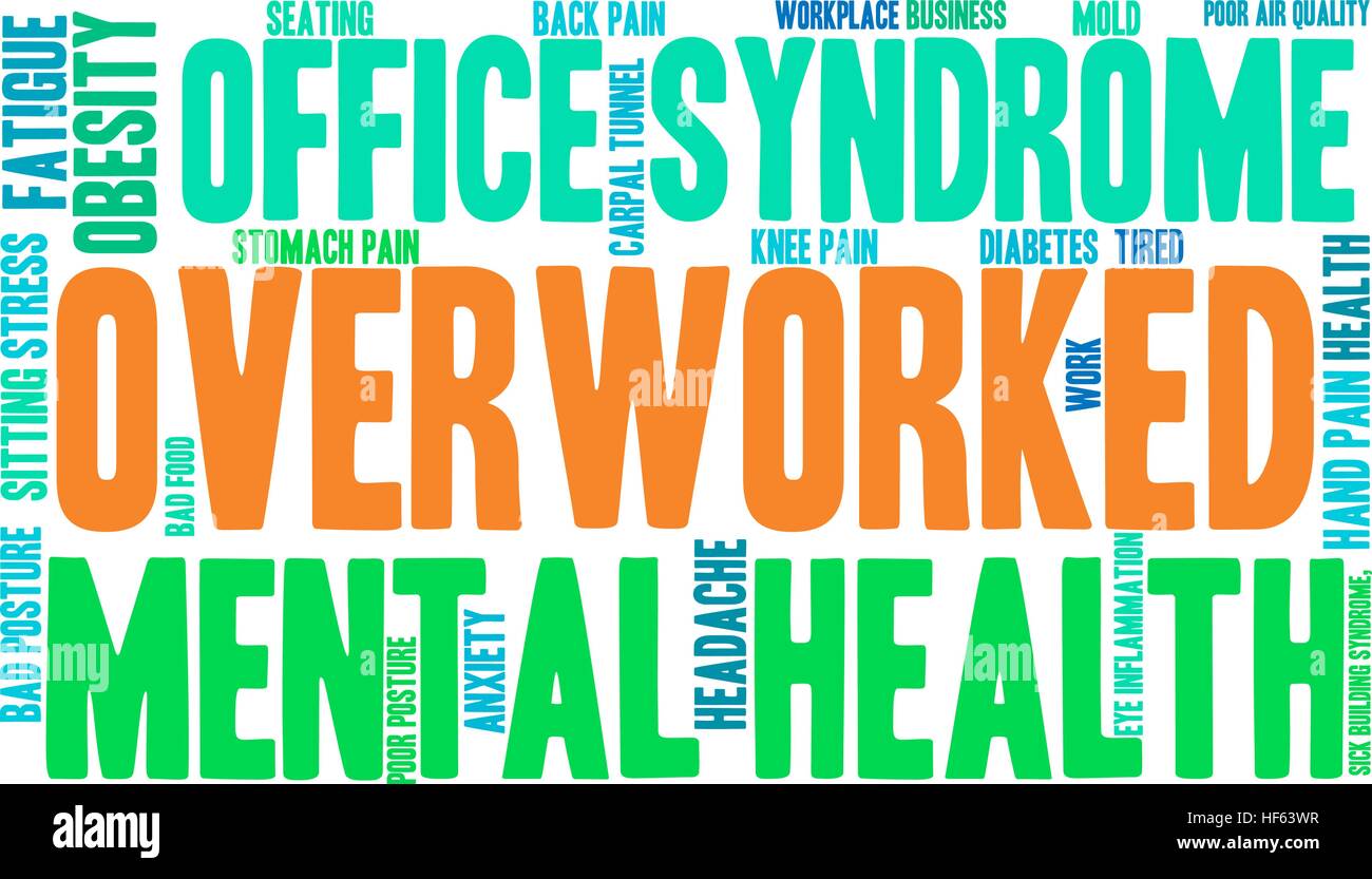 Overworked word cloud on a white background Stock Vector Image & Art ...