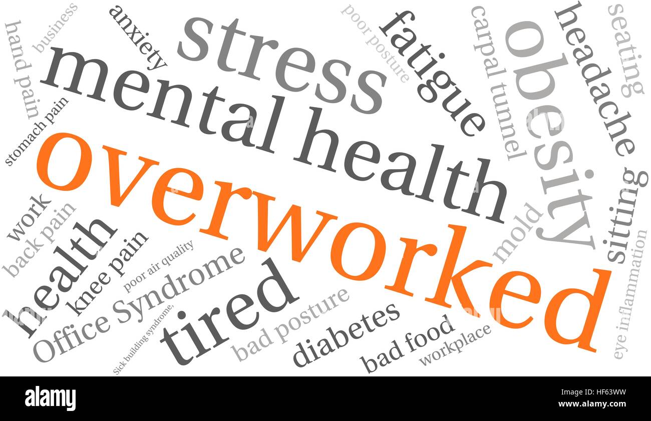 Overworked word cloud on a white background Stock Vector Image & Art ...
