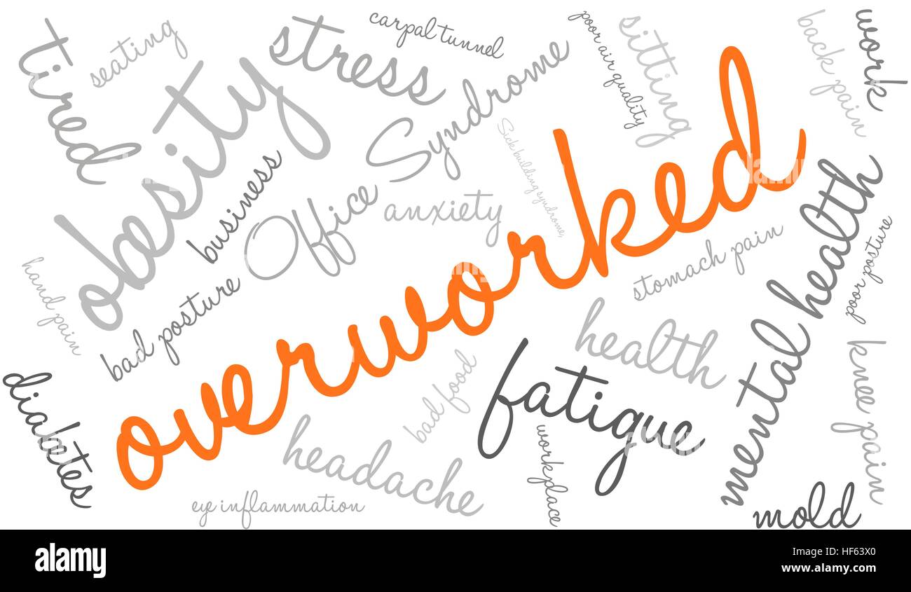 Overworked word cloud on a white background Stock Vector Image & Art ...