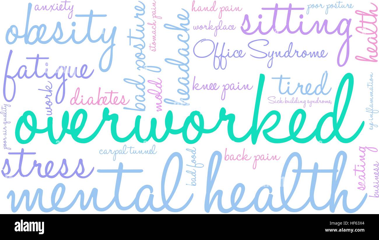Overworked word cloud on a white background Stock Vector Image & Art ...