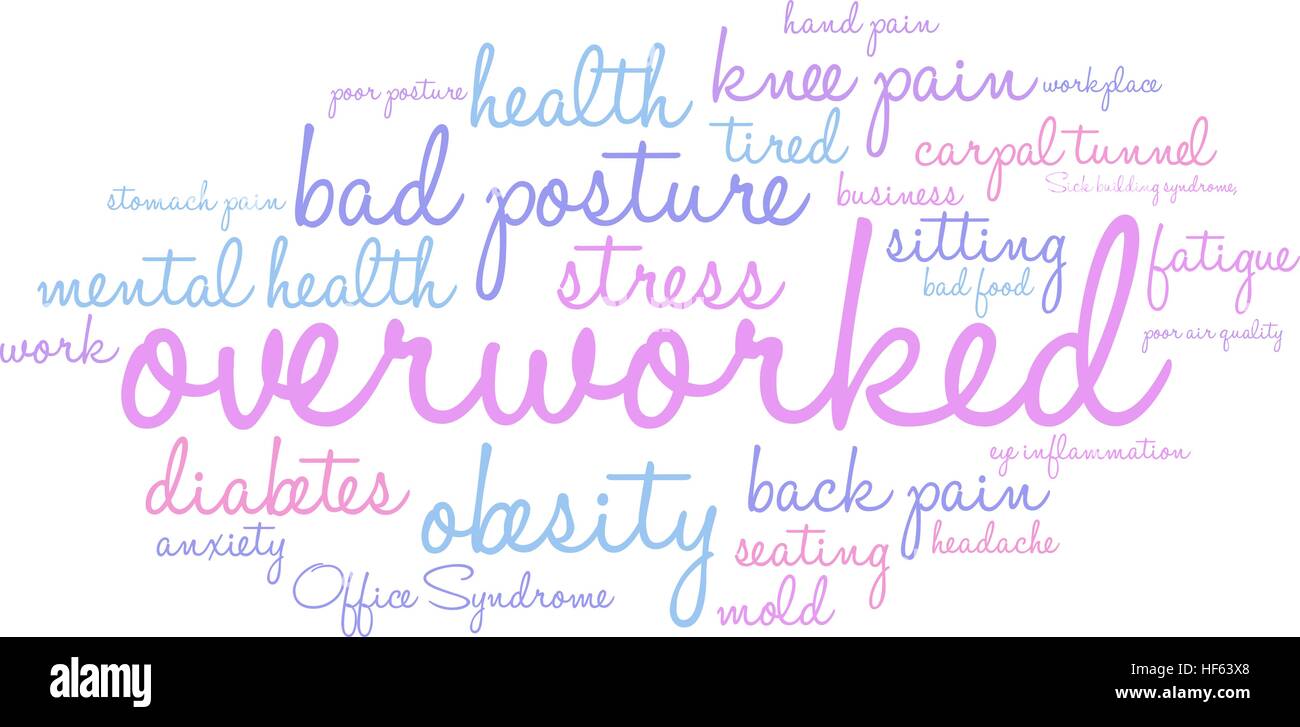 Overworked word cloud on a white background Stock Vector Image & Art ...