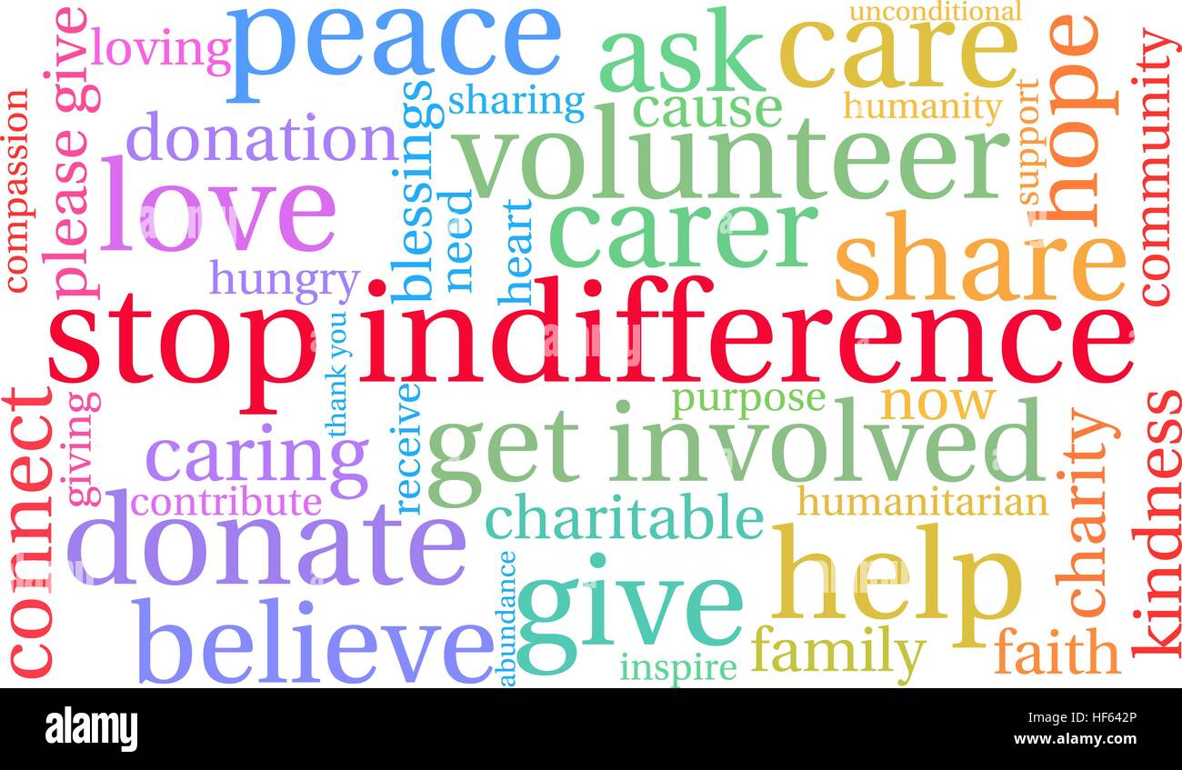 Stop Indifference word cloud on a white background Stock Vector Image ...