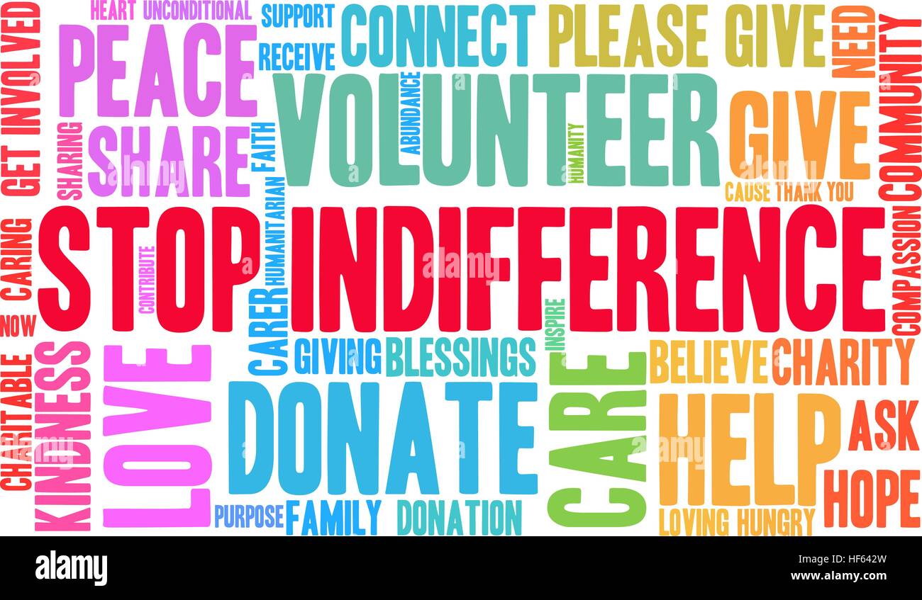 Stop Indifference word cloud on a white background Stock Vector Image ...