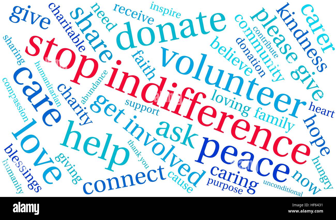 Stop Indifference word cloud on a white background Stock Vector Image ...