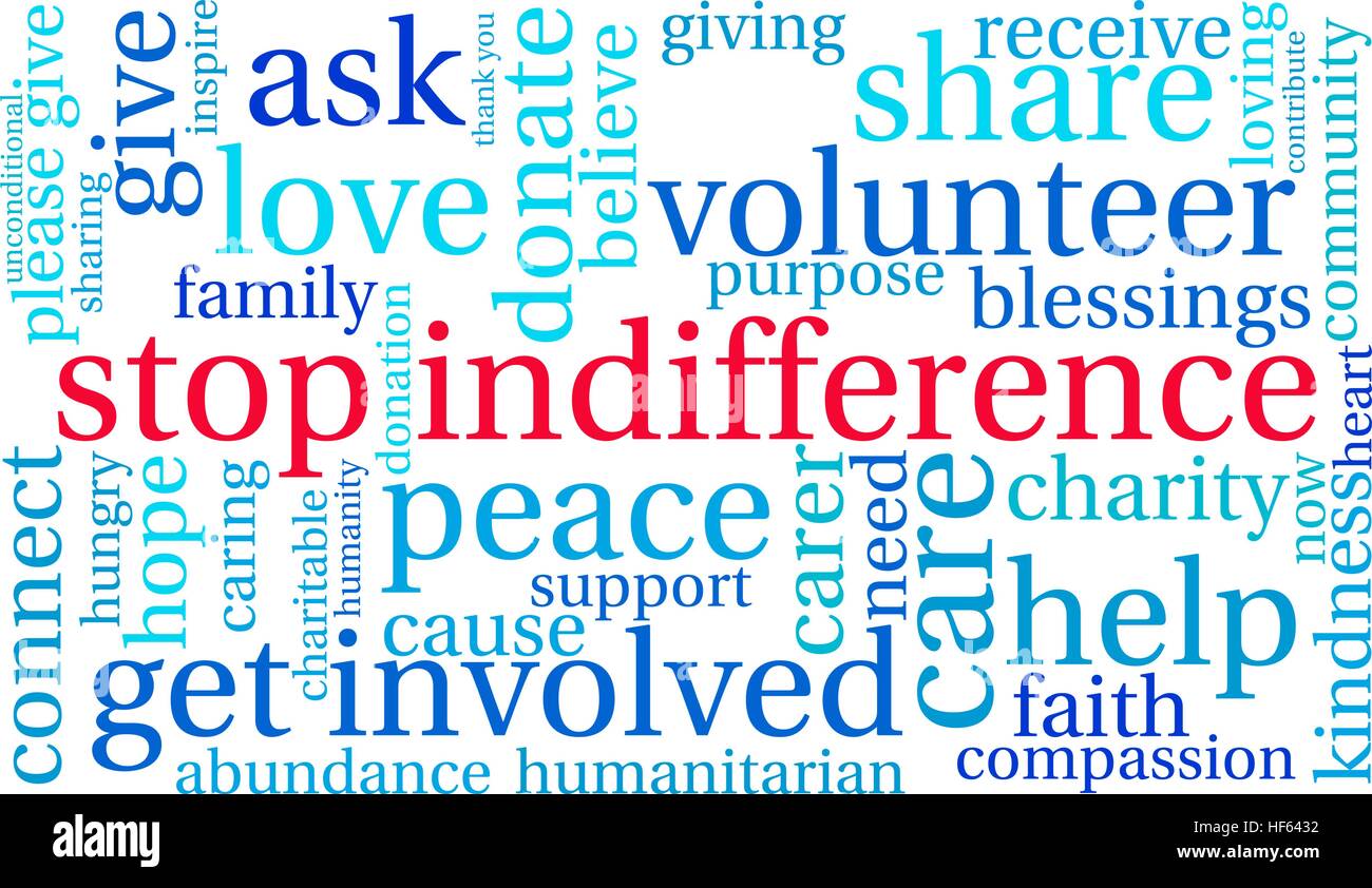 Stop Indifference word cloud on a white background Stock Vector Image ...