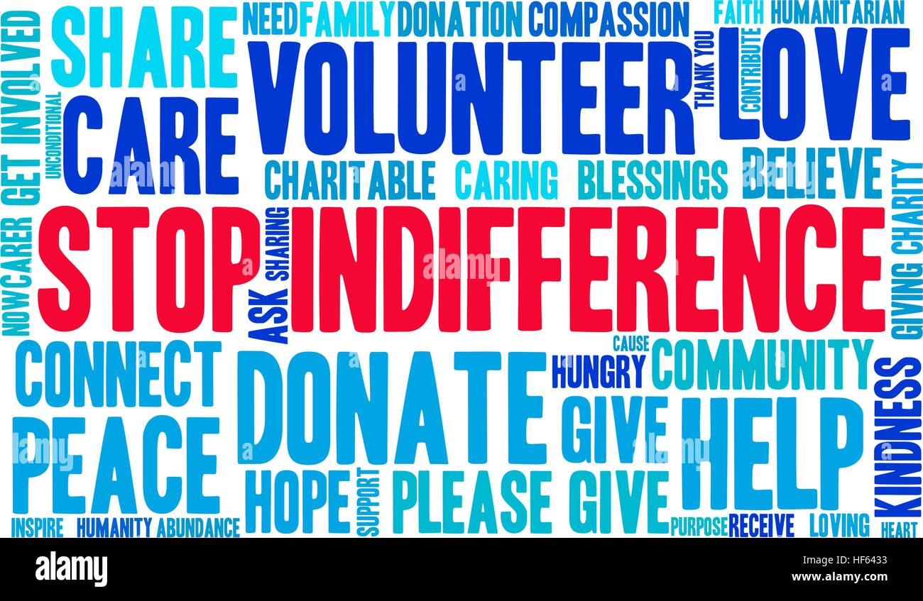 Stop Indifference word cloud on a white background Stock Vector Image ...
