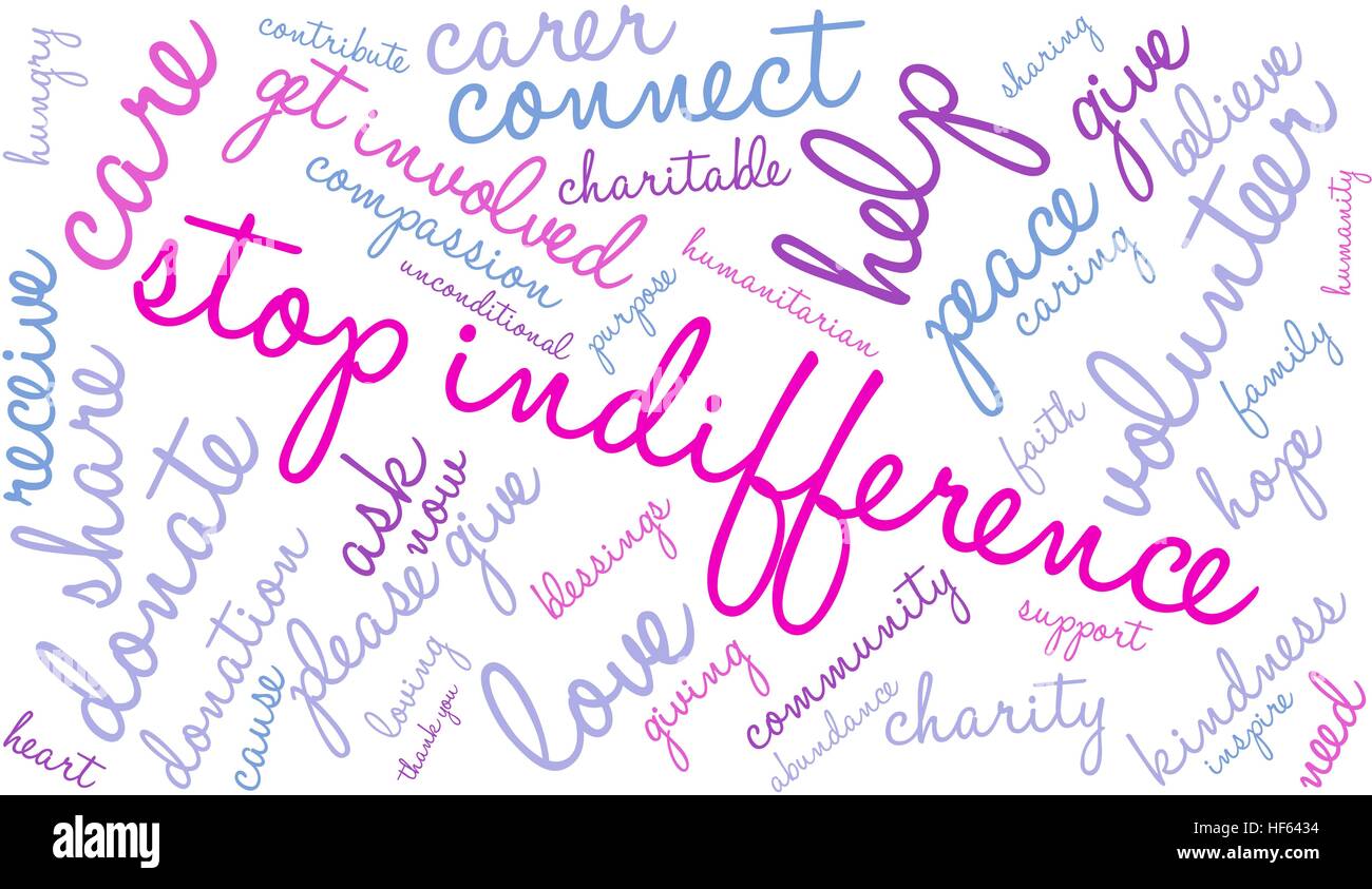 Stop Indifference word cloud on a white background Stock Vector Image ...