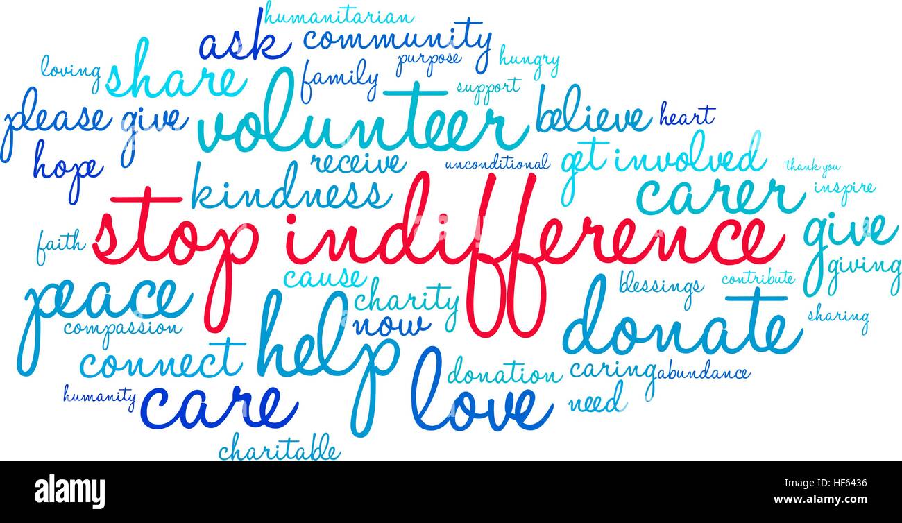 Stop Indifference word cloud on a white background Stock Vector Image ...