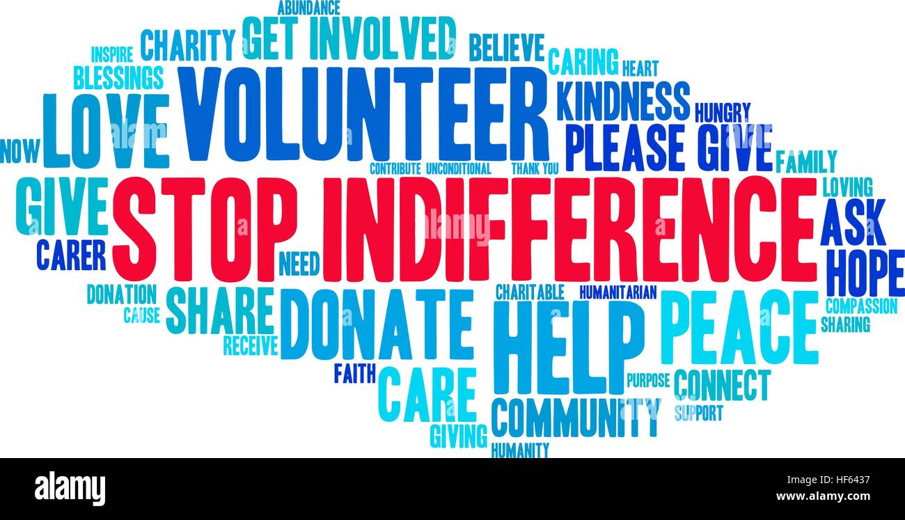 Stop Indifference word cloud on a white background Stock Vector Image ...