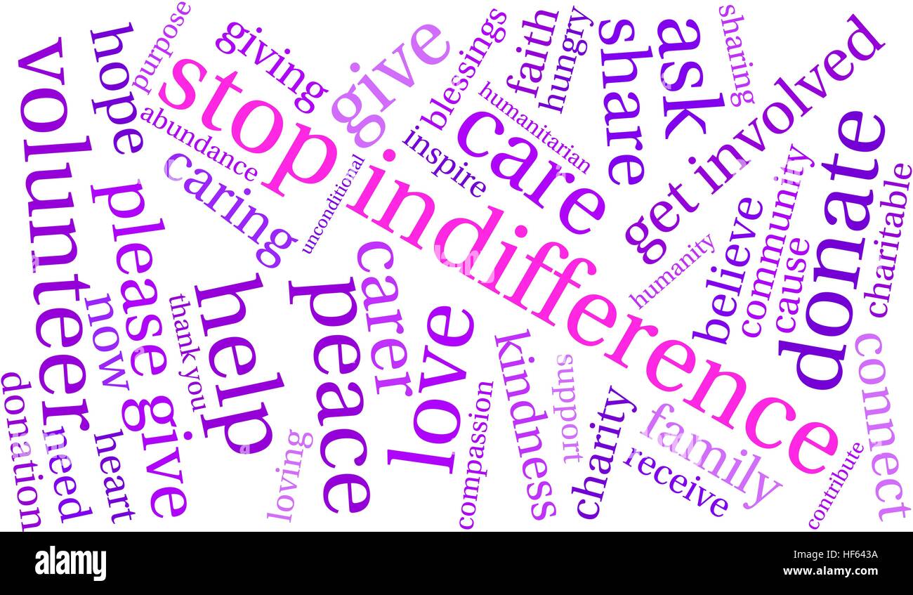 Stop Indifference word cloud on a white background Stock Vector Image ...