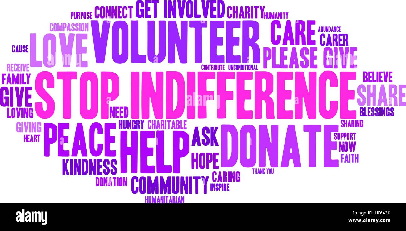 Stop Indifference word cloud on a white background Stock Vector Image ...