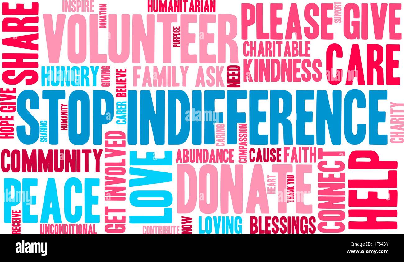 Stop Indifference word cloud on a white background Stock Vector Image ...