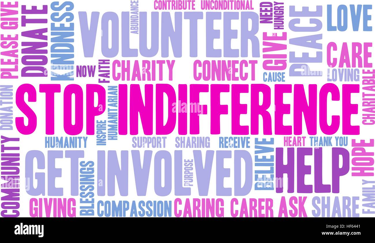 Stop Indifference word cloud on a white background Stock Vector Image ...