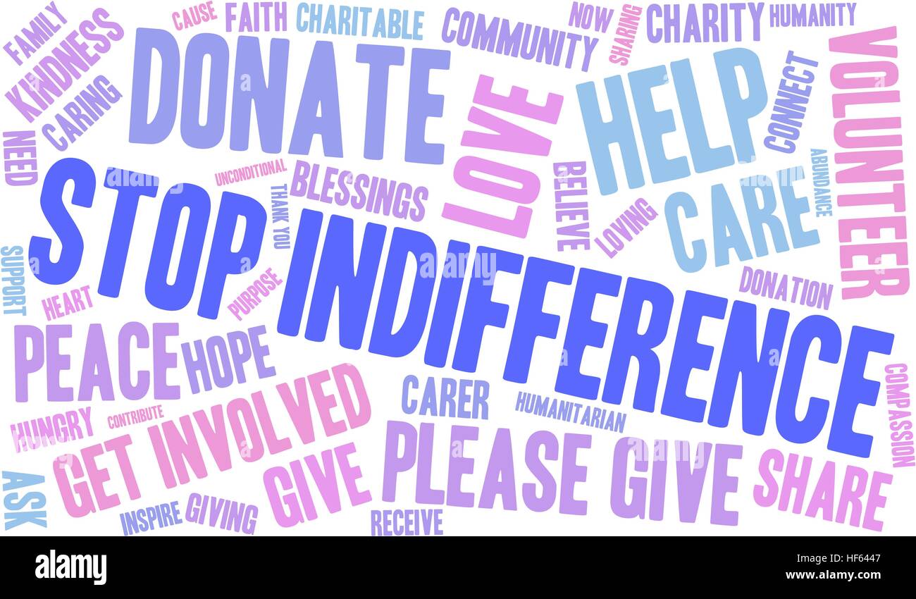 Stop Indifference word cloud on a white background Stock Vector Image ...