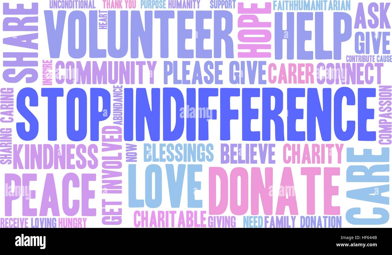 Stop Indifference word cloud on a white background Stock Vector Image ...