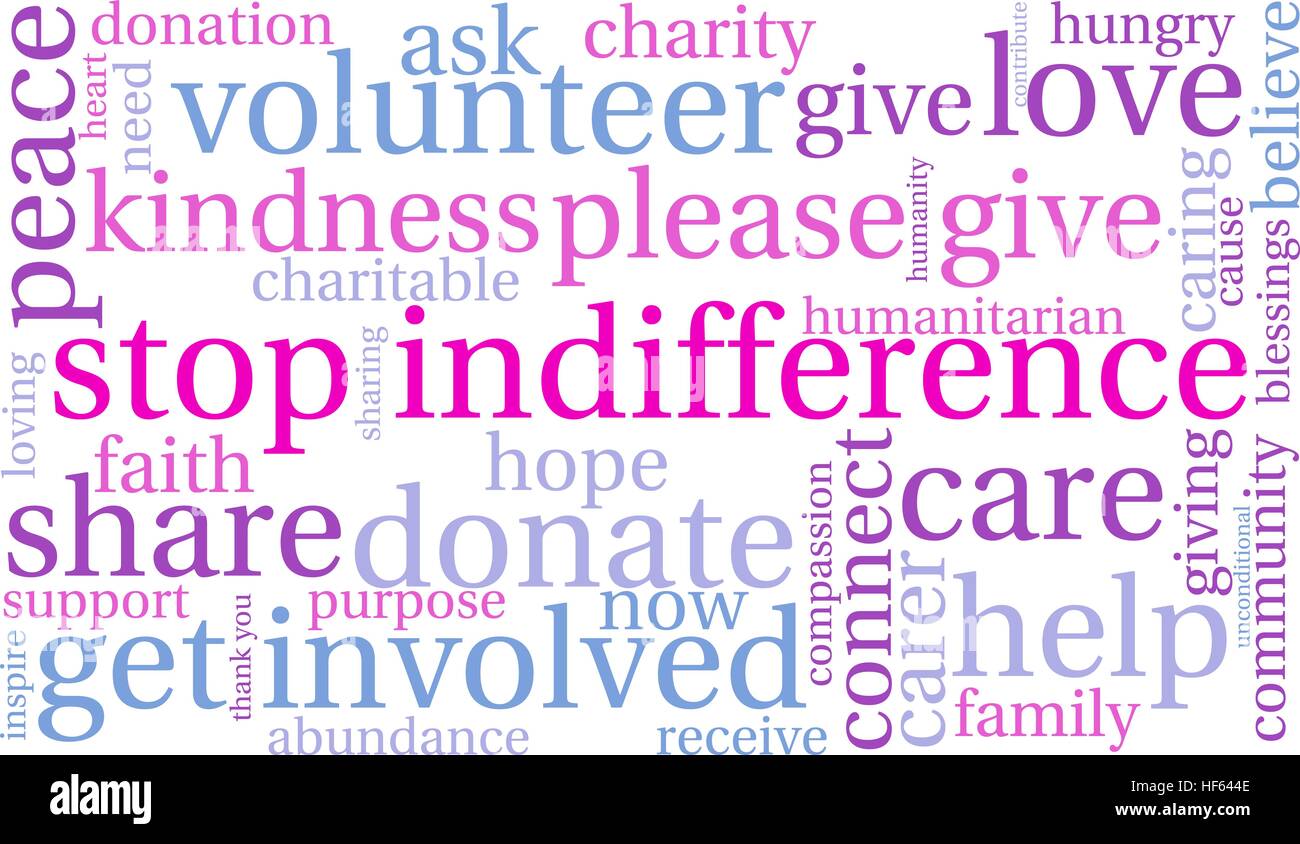 Stop Indifference word cloud on a white background Stock Vector Image ...