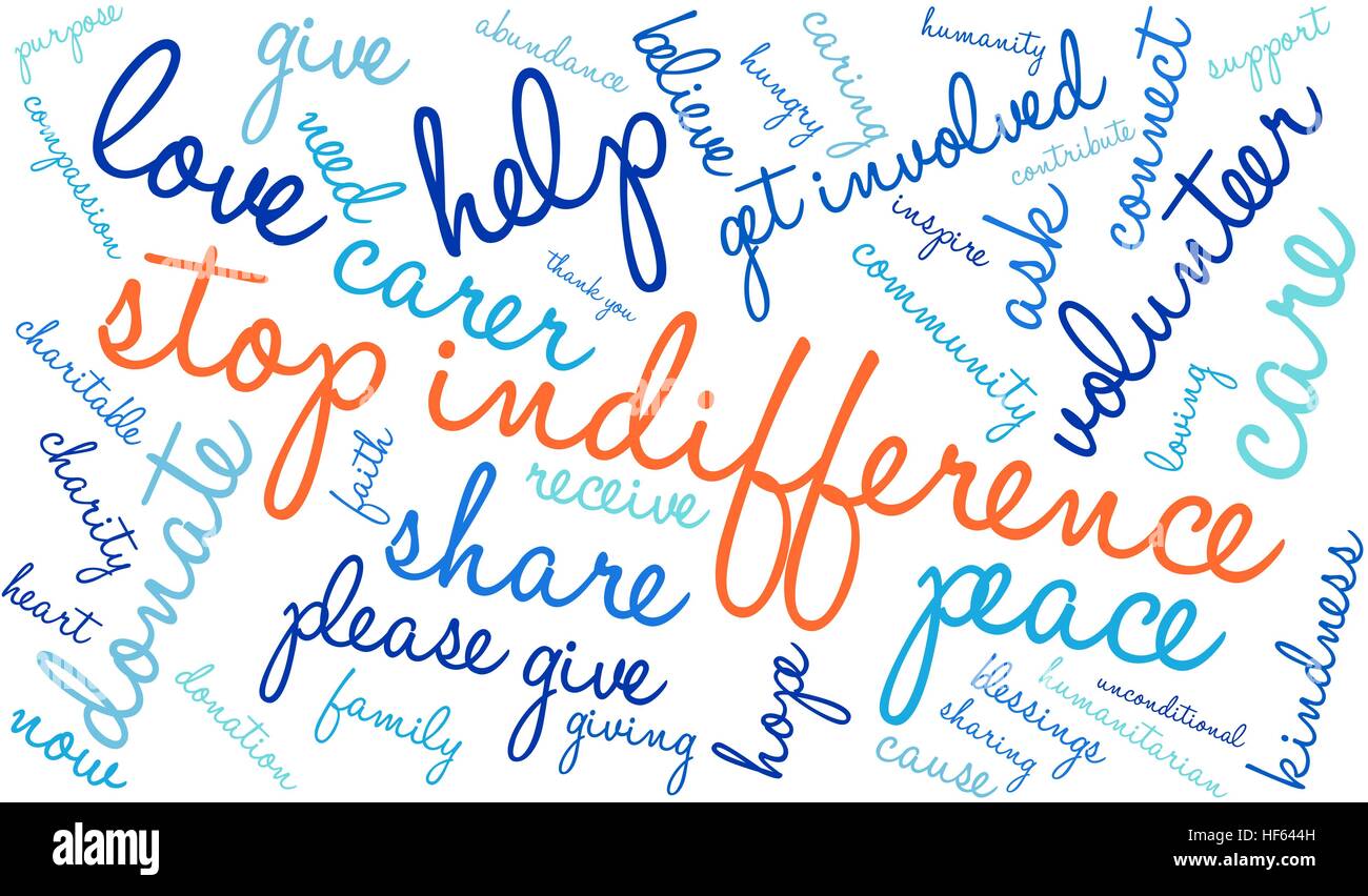Stop Indifference word cloud on a white background Stock Vector Image ...
