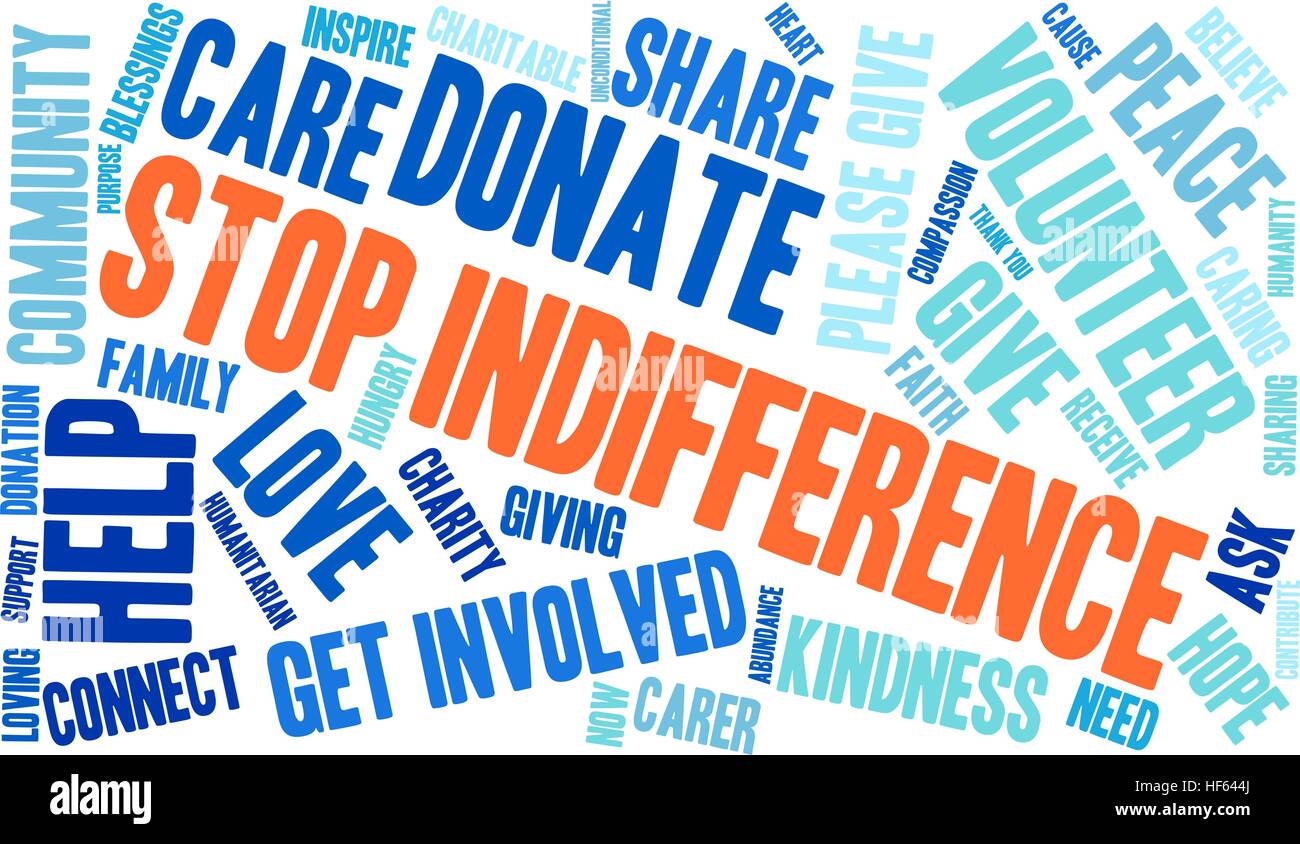 Stop Indifference word cloud on a white background Stock Vector Image ...