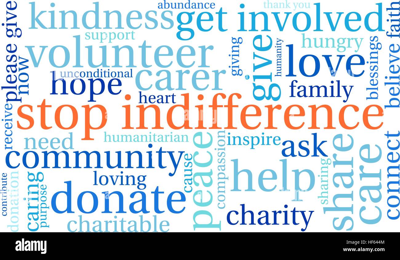 Stop Indifference word cloud on a white background Stock Vector Image ...