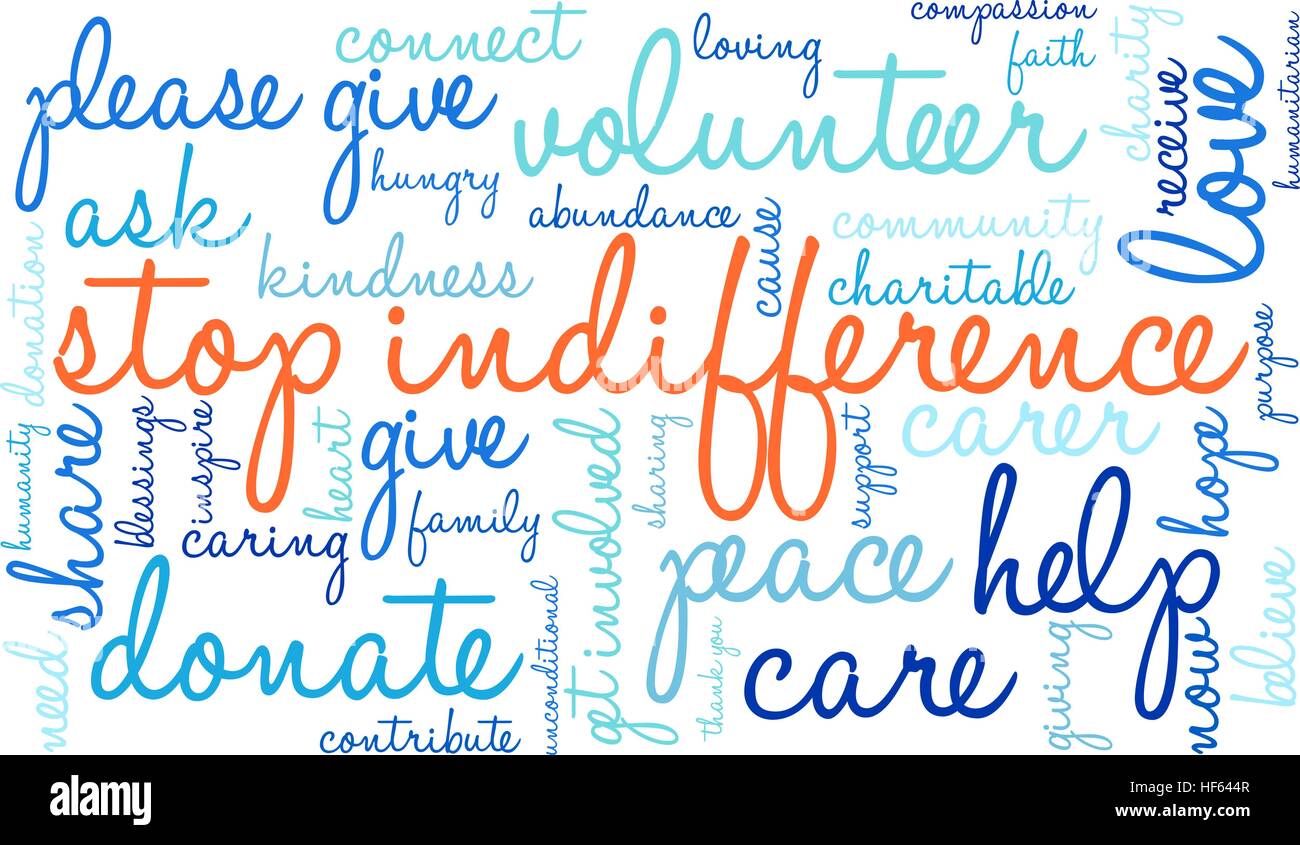 Stop Indifference word cloud on a white background Stock Vector Image ...