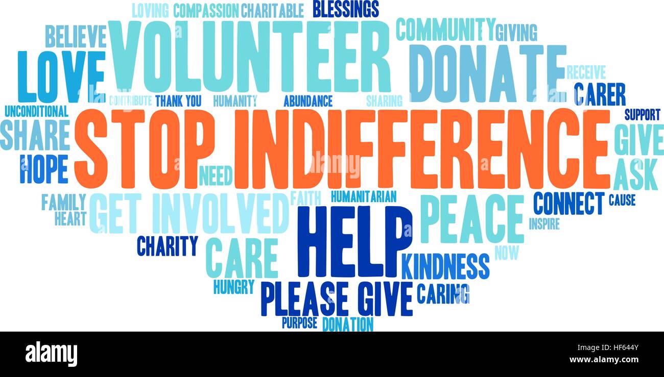 Stop Indifference word cloud on a white background Stock Vector Image ...