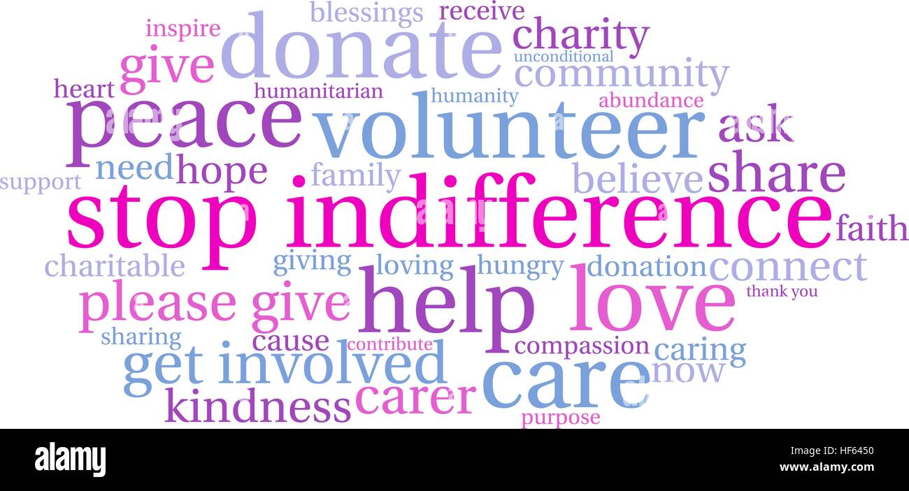 Stop Indifference word cloud on a white background Stock Vector Image ...