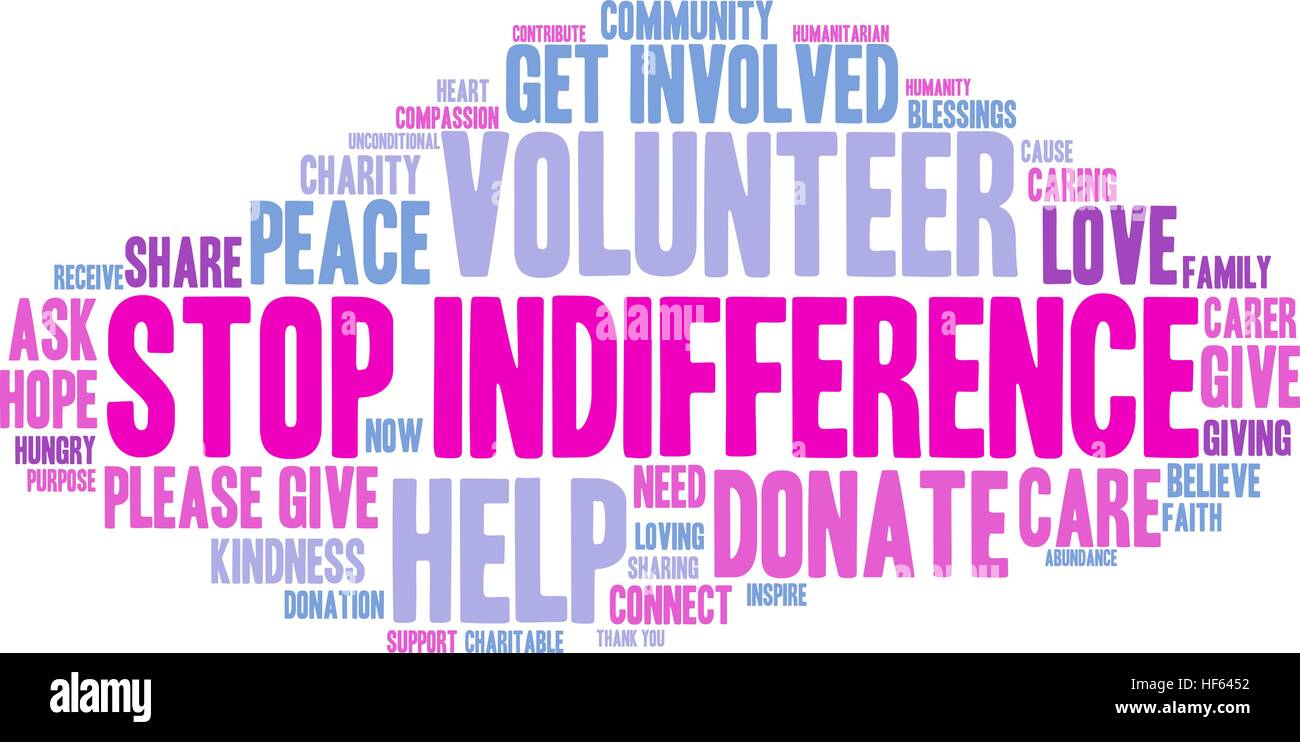 Stop Indifference word cloud on a white background Stock Vector Image ...