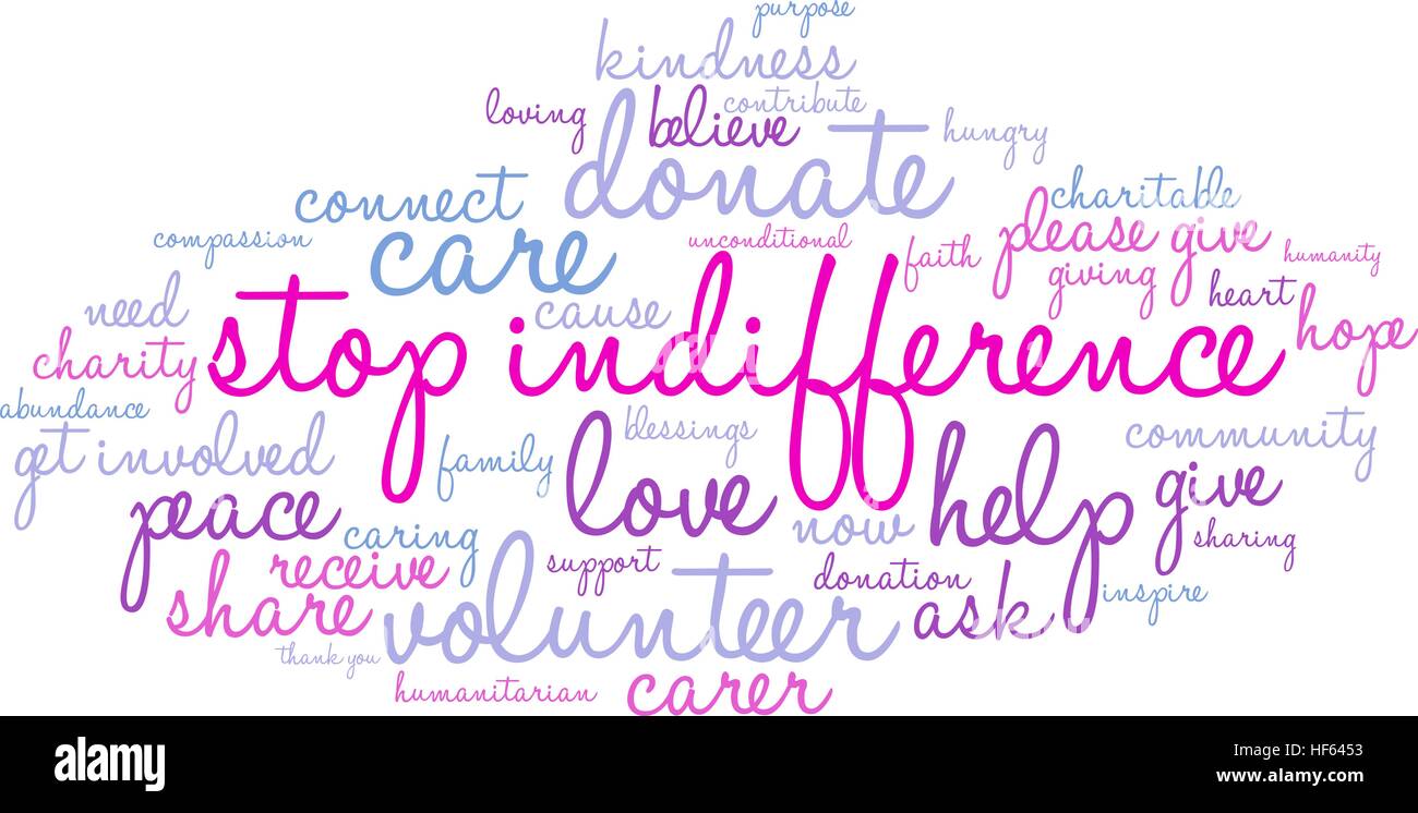 Stop Indifference word cloud on a white background Stock Vector Image ...