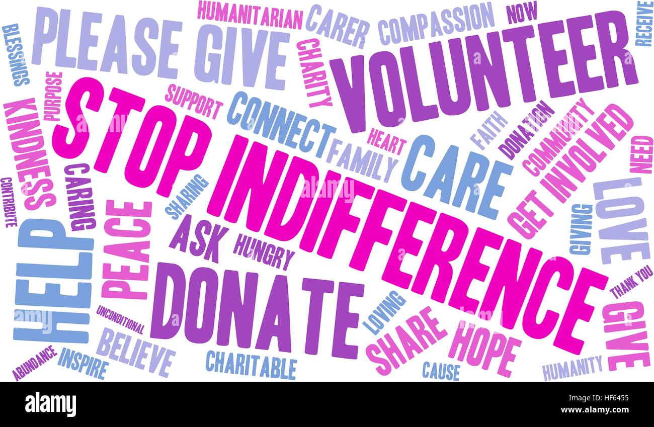 Stop Indifference word cloud on a white background Stock Vector Image ...
