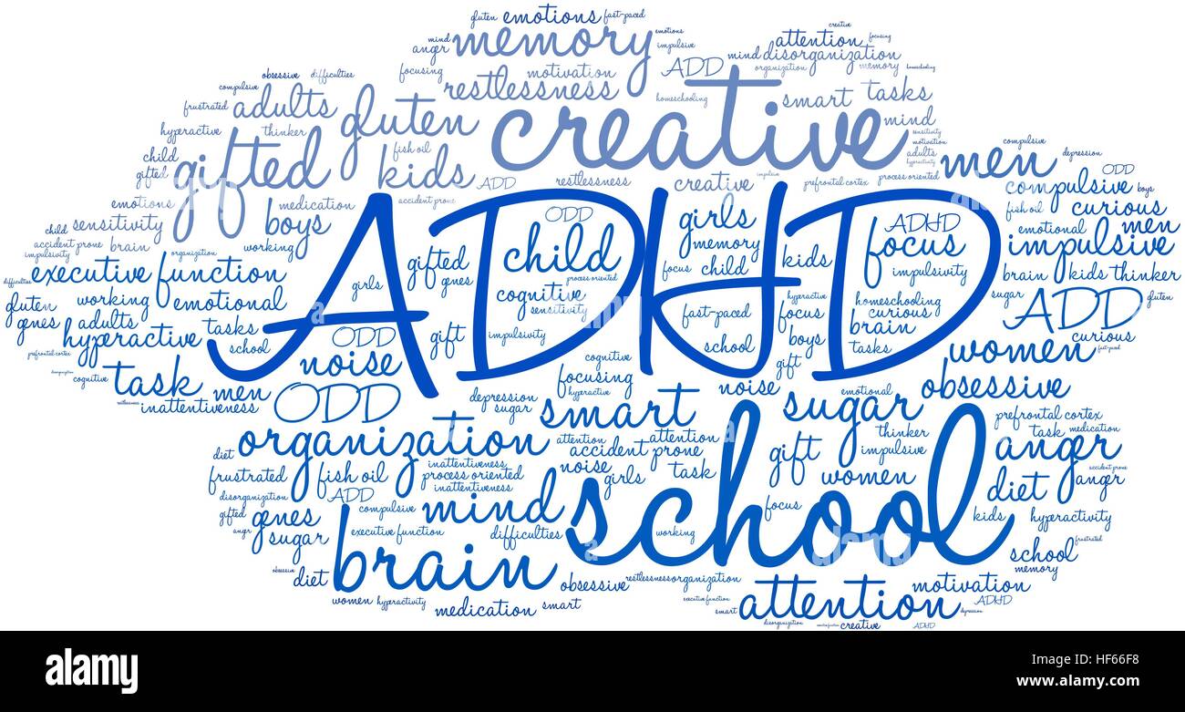 ADHD word cloud on a white background Stock Vector Image & Art - Alamy