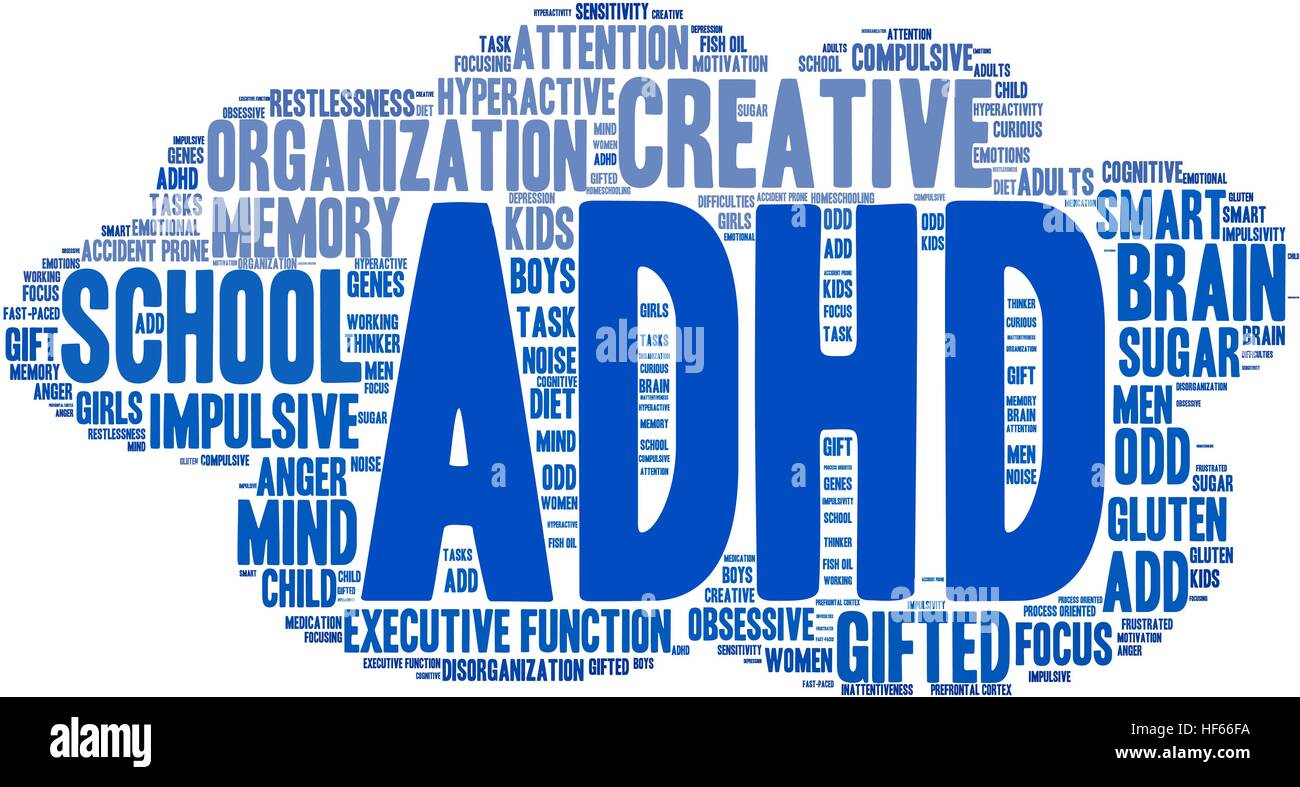 ADHD word cloud on a white background Stock Vector Image & Art - Alamy