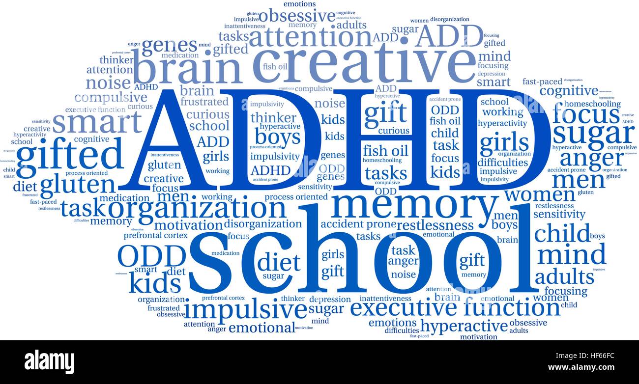 ADHD word cloud on a white background Stock Vector Image & Art - Alamy