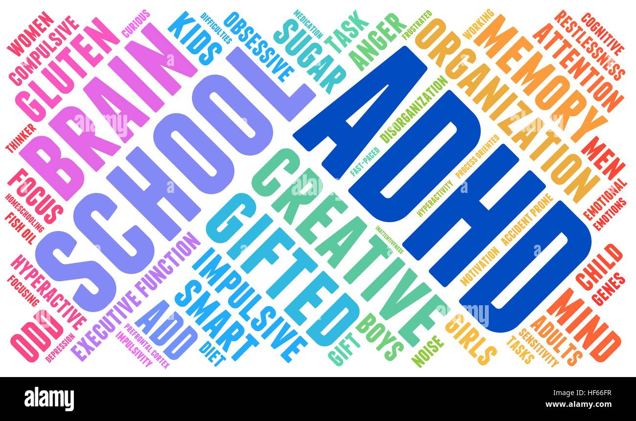 ADHD word cloud on a white background Stock Vector Image & Art - Alamy