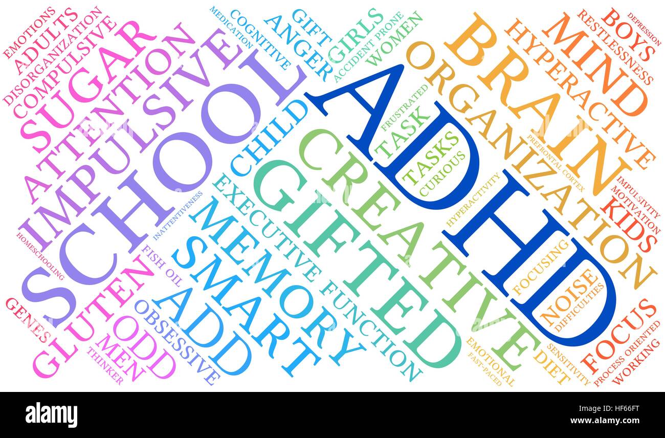 ADHD word cloud on a white background Stock Vector Image & Art - Alamy
