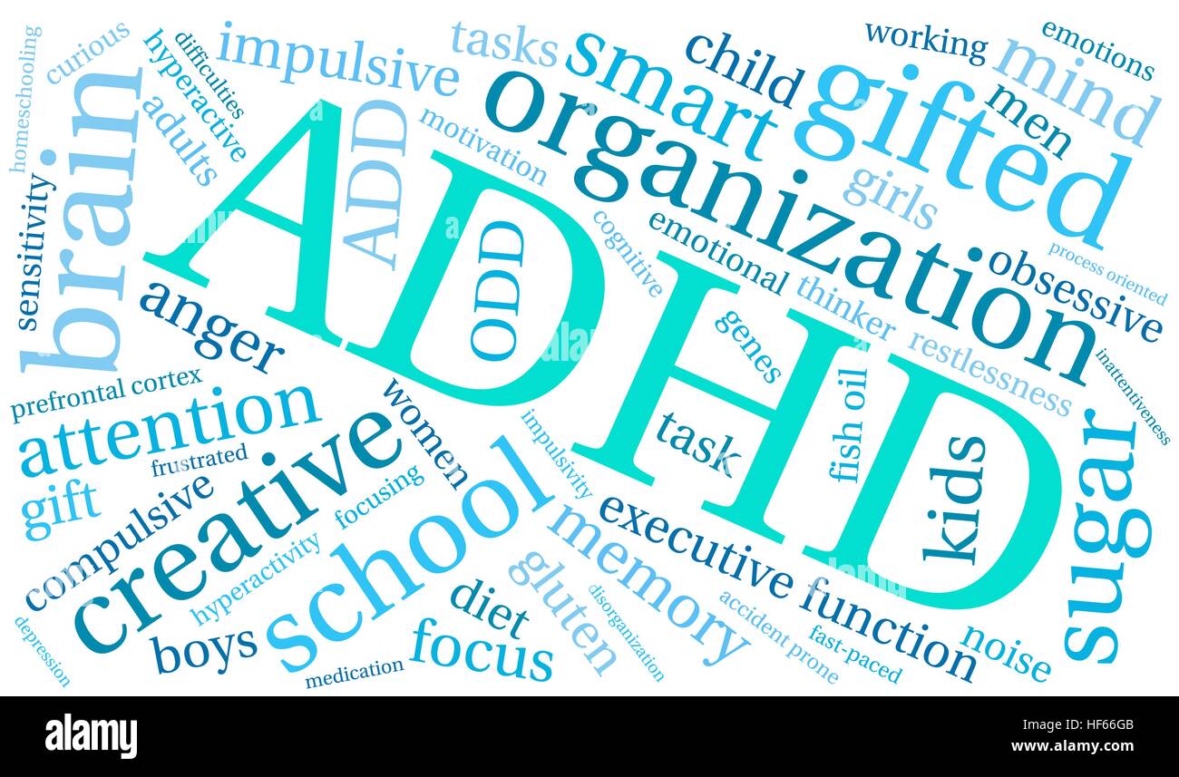 ADHD word cloud on a white background Stock Vector Image & Art - Alamy