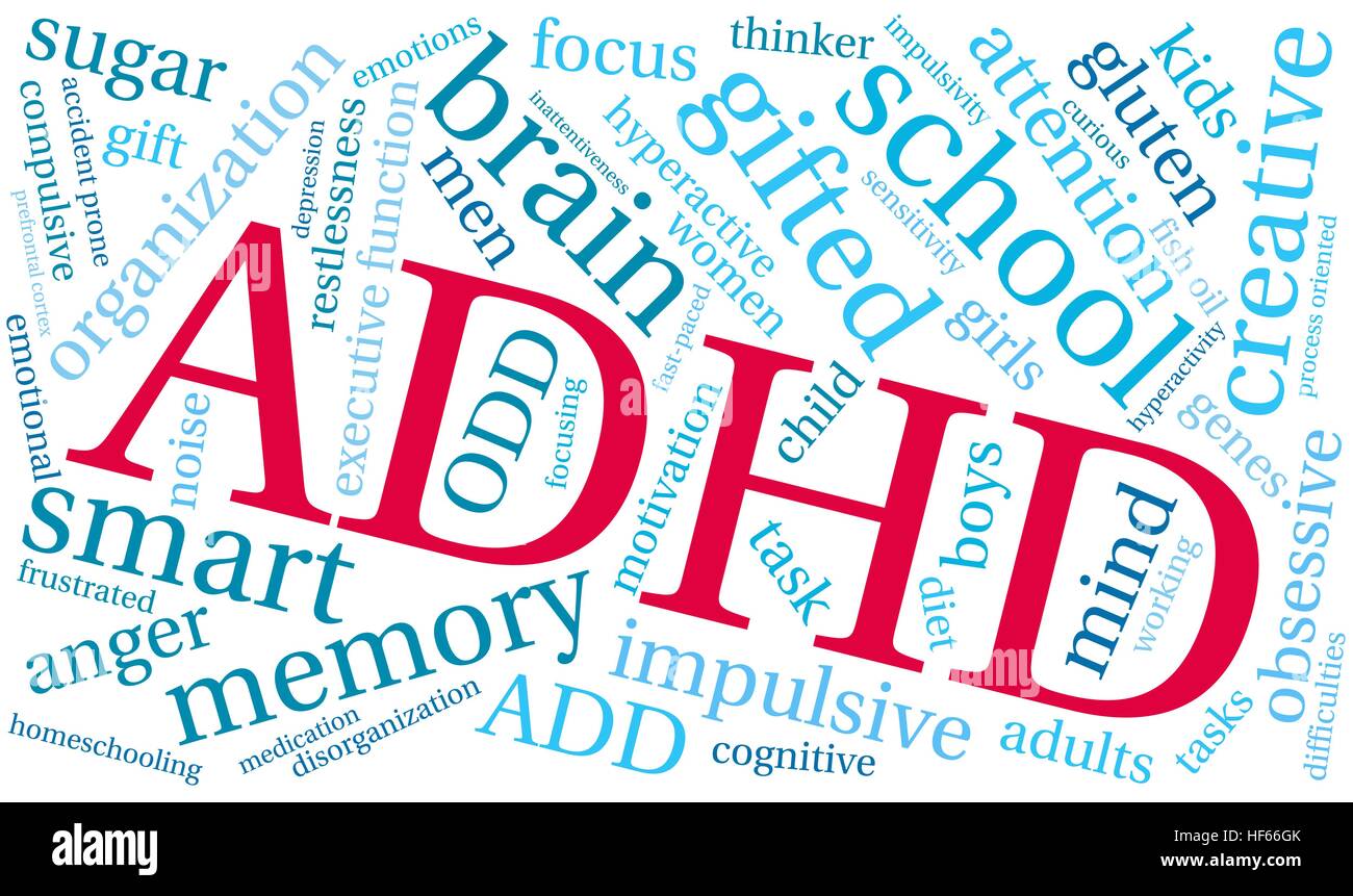 ADHD word cloud on a white background Stock Vector Image & Art - Alamy