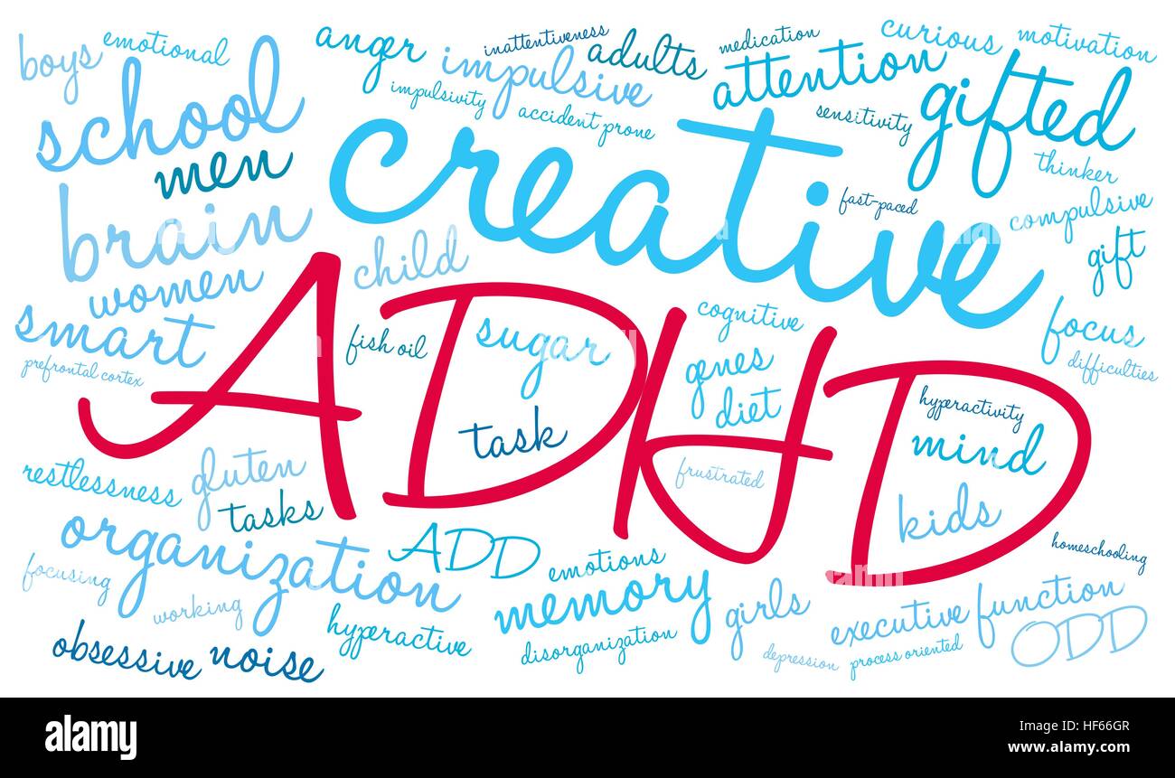ADHD word cloud on a white background Stock Vector Image & Art - Alamy