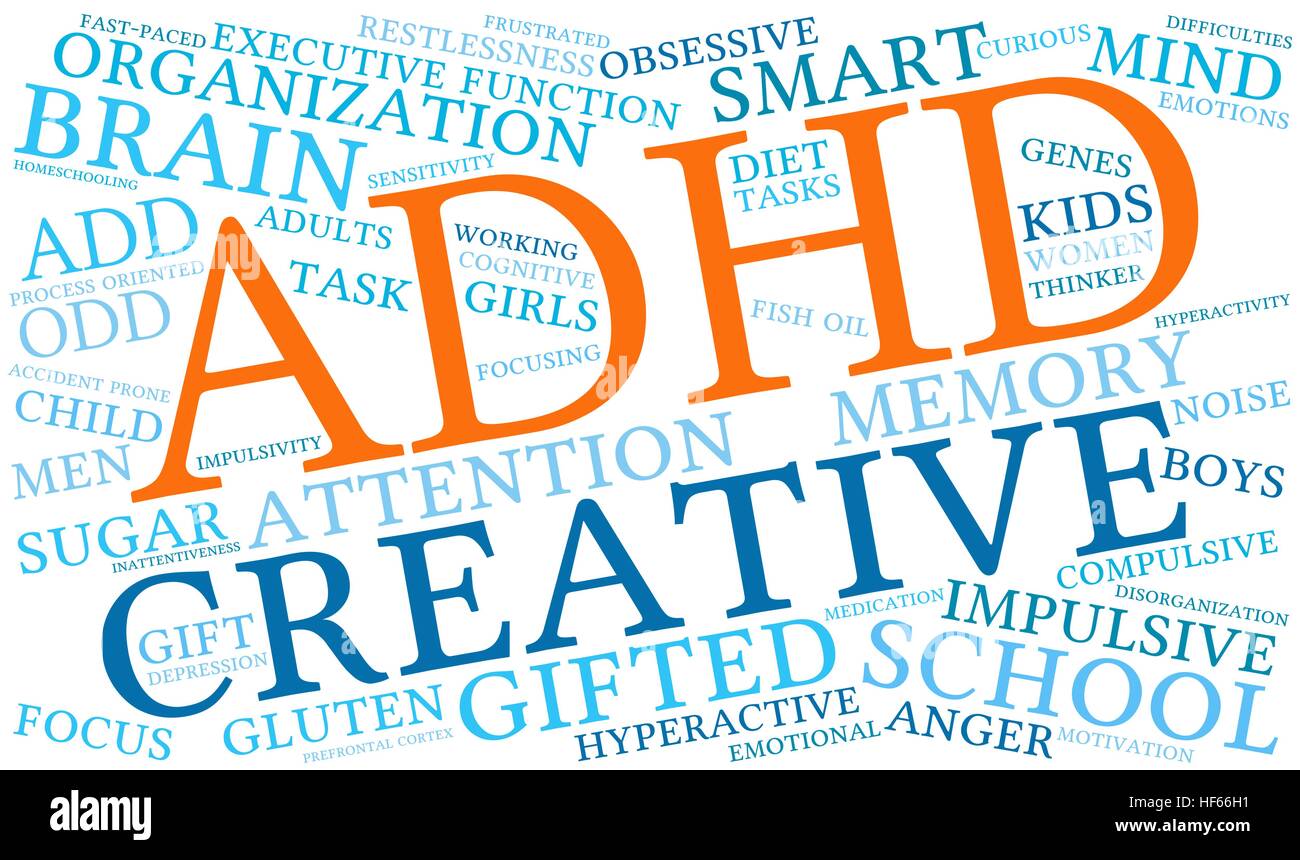 ADHD word cloud on a white background Stock Vector Image & Art - Alamy