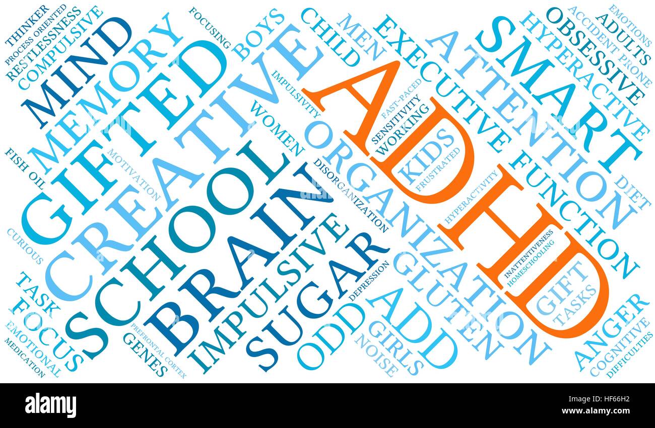ADHD word cloud on a white background Stock Vector Image & Art - Alamy