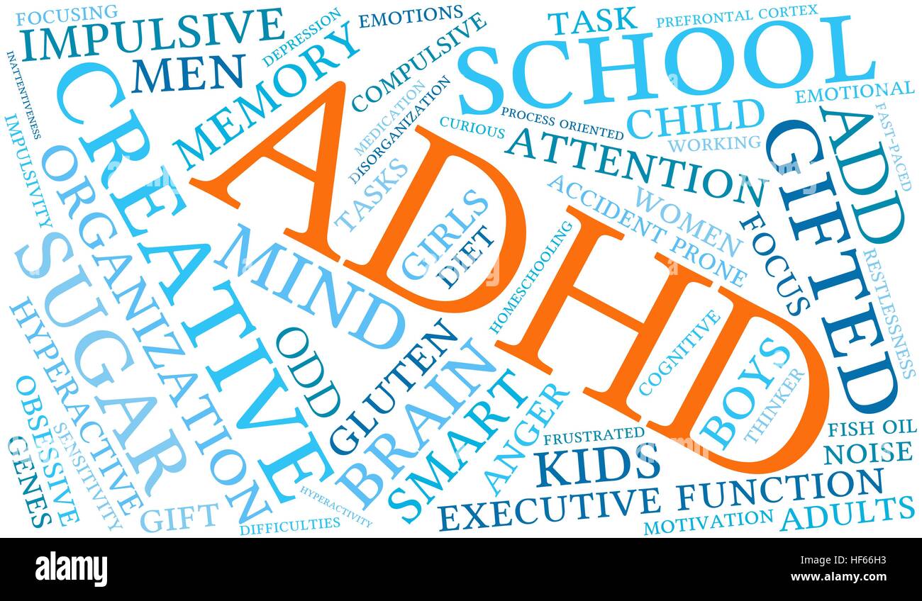 ADHD word cloud on a white background Stock Vector Image & Art - Alamy